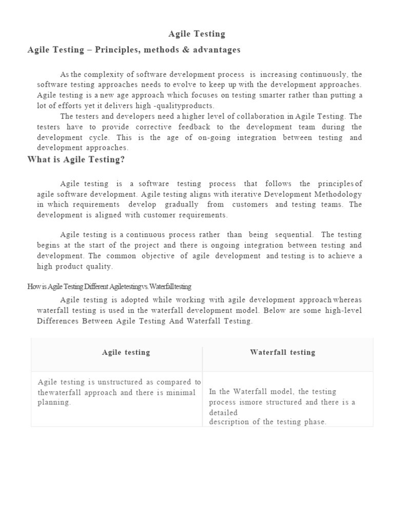 Unit - 4 Agile Testing | PDF | Software Testing | Agile Software ...