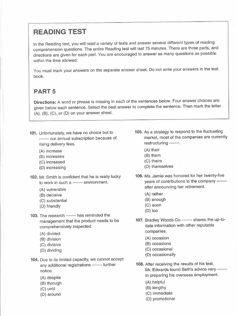 Reading Part 2 | PDF