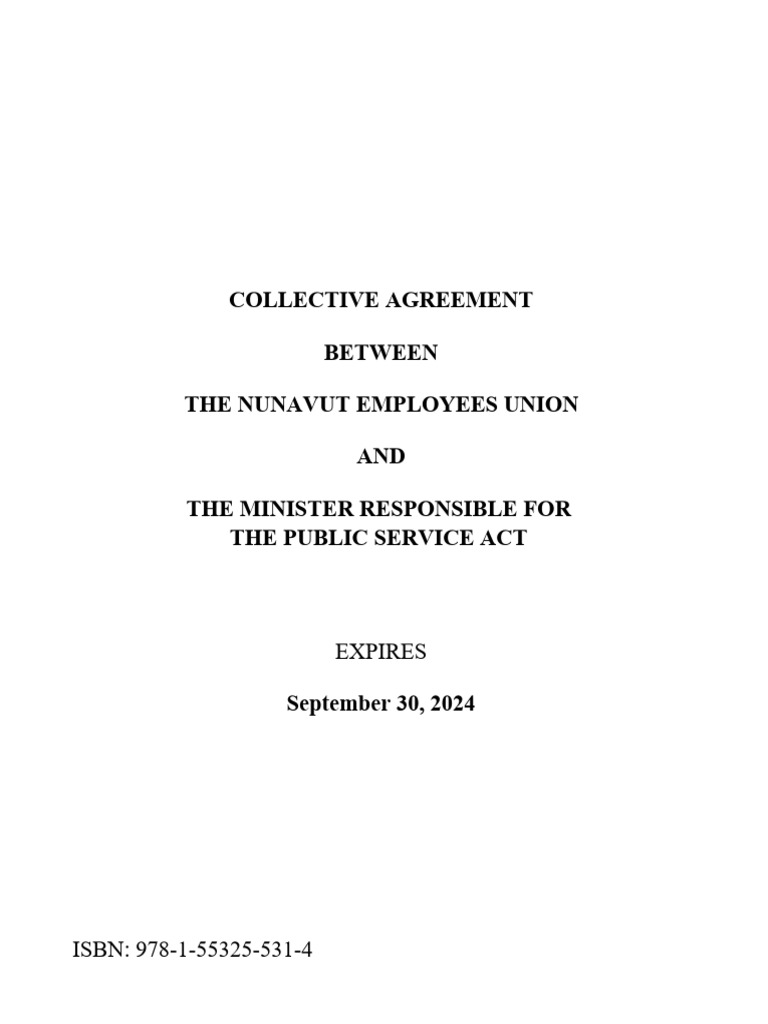 Nunavut Employees Union Agreement 2024 | PDF | Employment | Salary