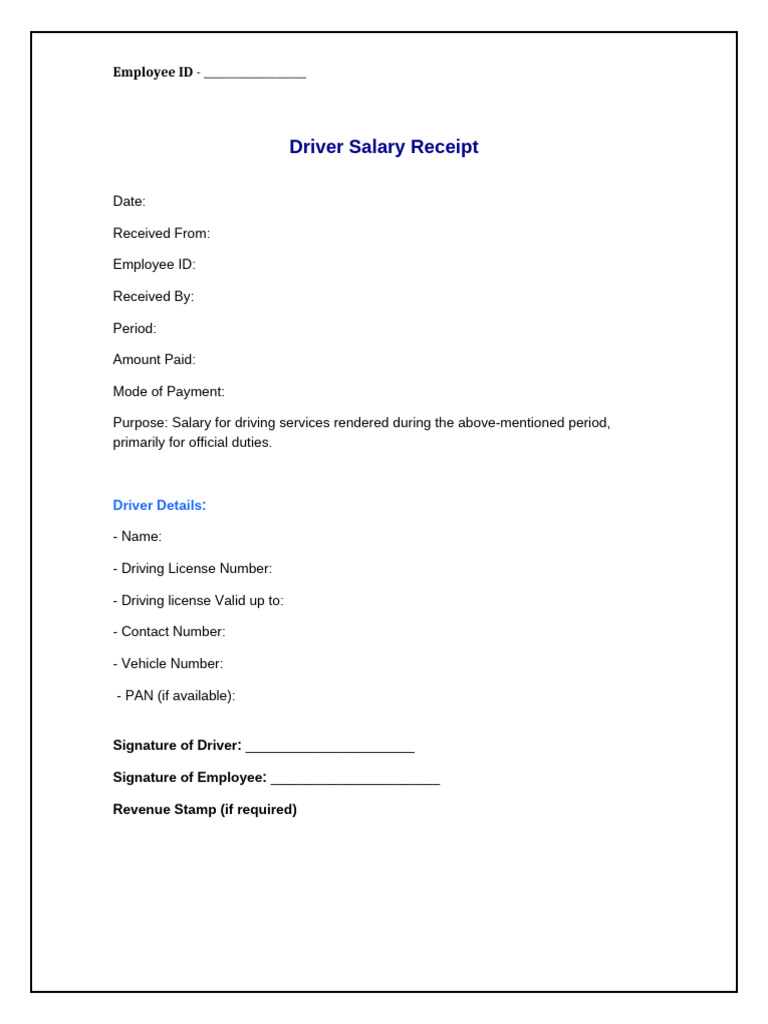 Driver Salary Receipt Template | PDF