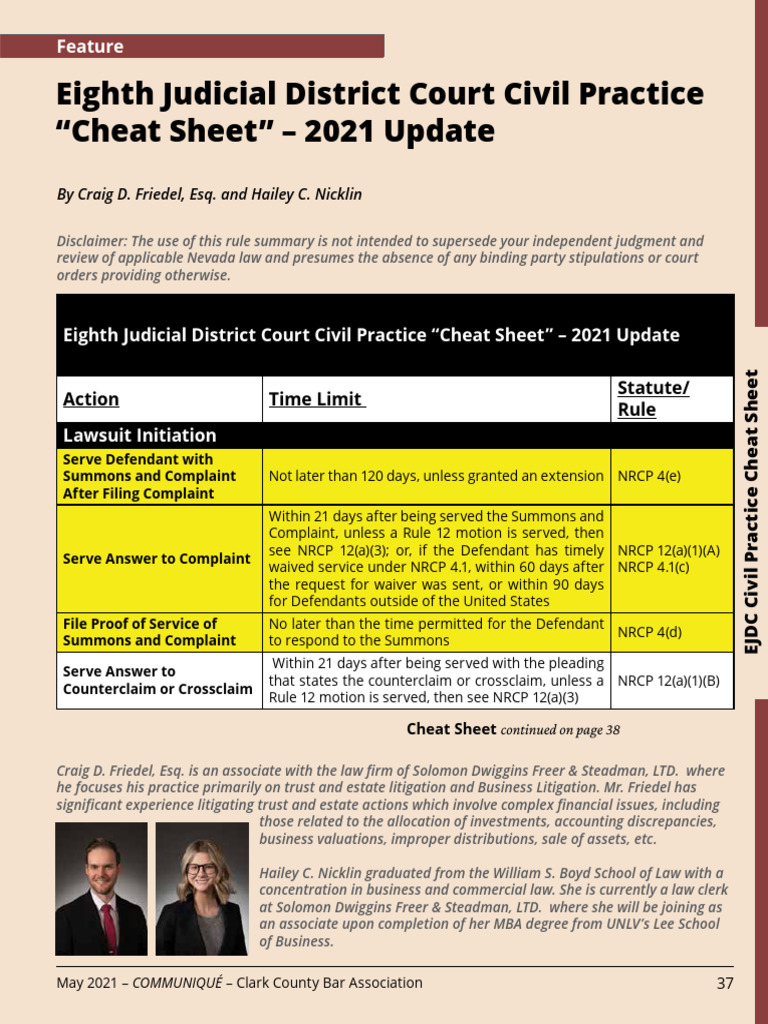 2021-5-Cheat Sheet | PDF | Discovery (Law) | Deposition (Law)