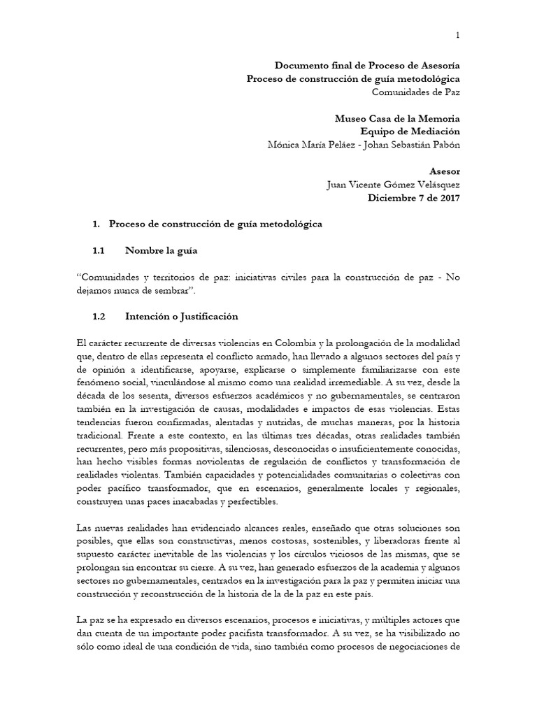 Documento final de Proceso de Asesoría | PDF | Paz | Pobreza