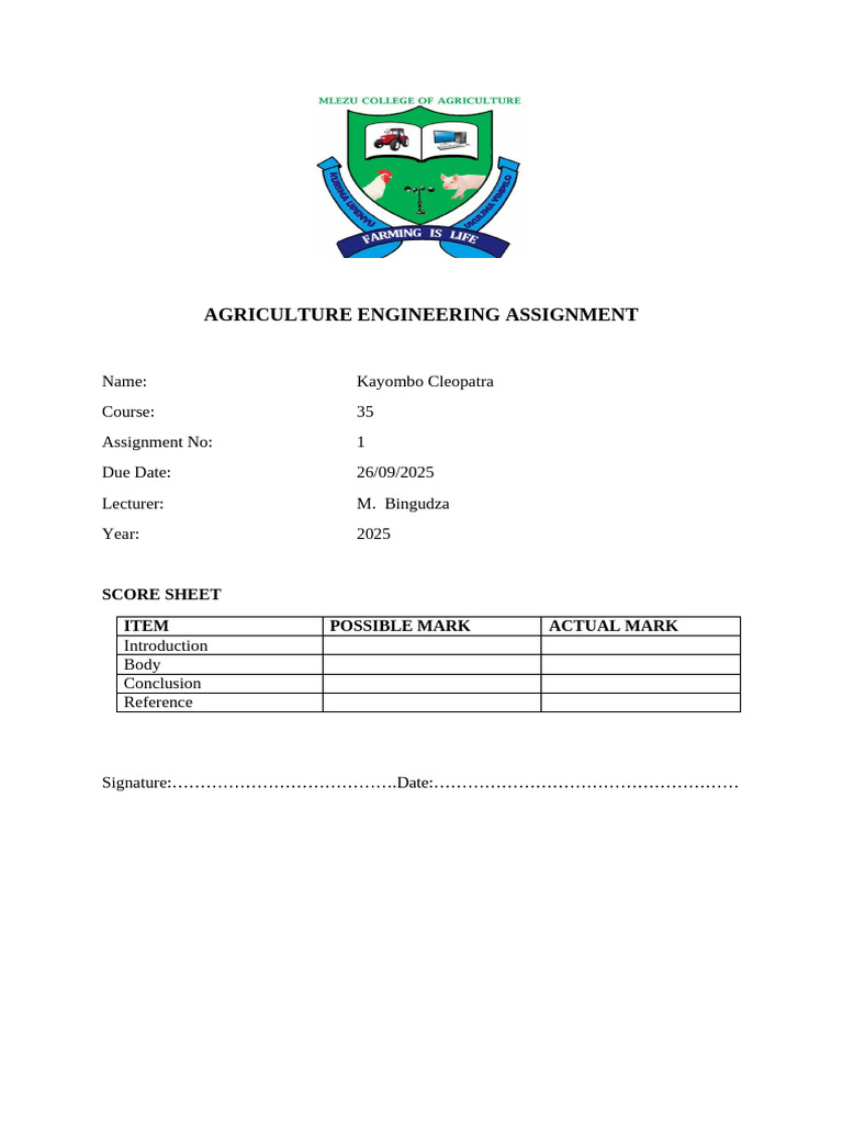 Agriculture Engineering Assignment Overview | PDF | Welding | Construction