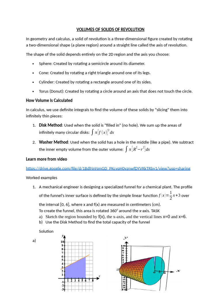 Volumes of Solids of Revolution | PDF | Area | Volume