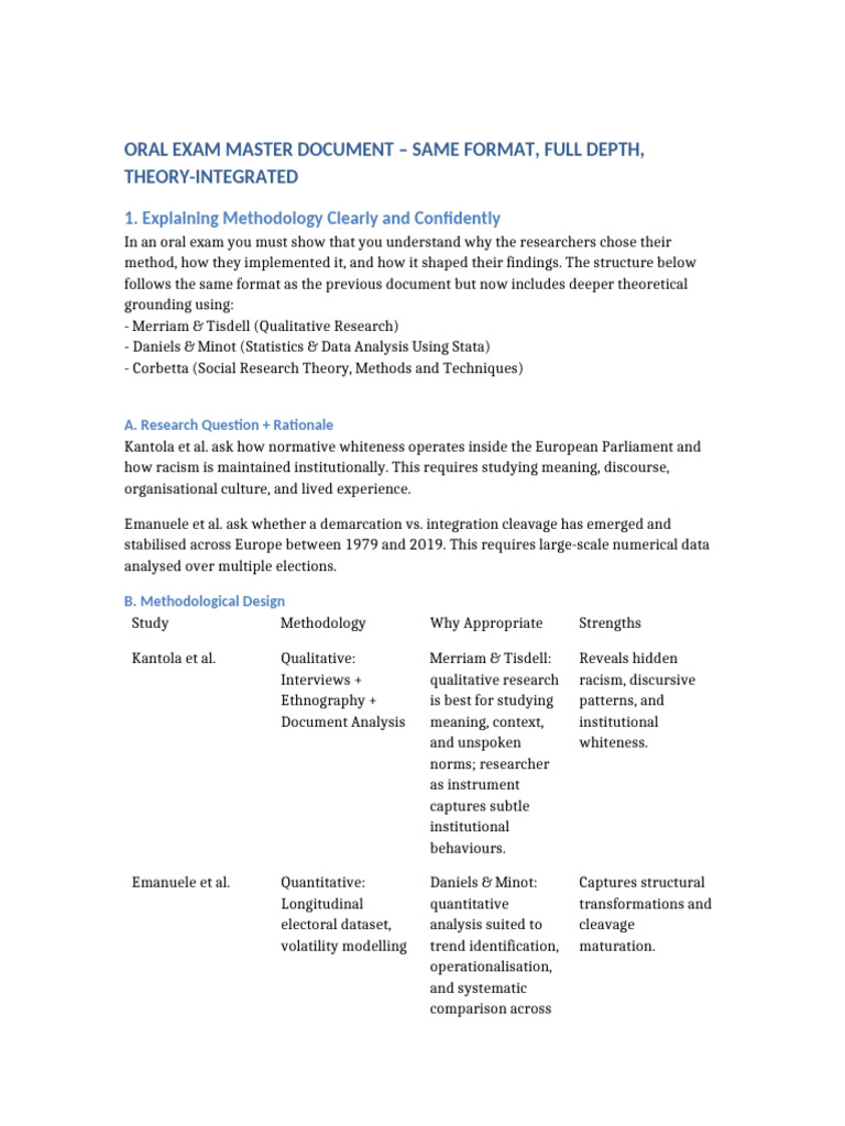 Combined Formatted Oral Exam Master | PDF | Qualitative Research ...