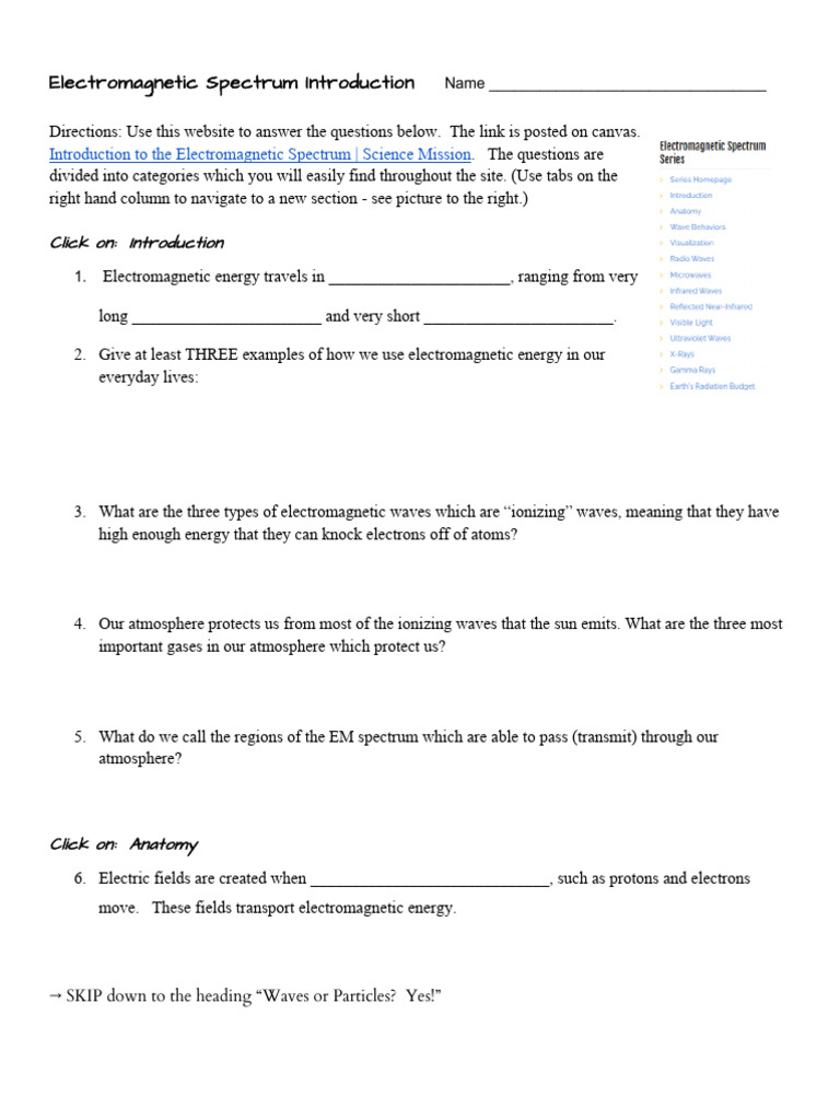 Introduction to the Electromagnetic Spectrum | PDF | Electromagnetic ...