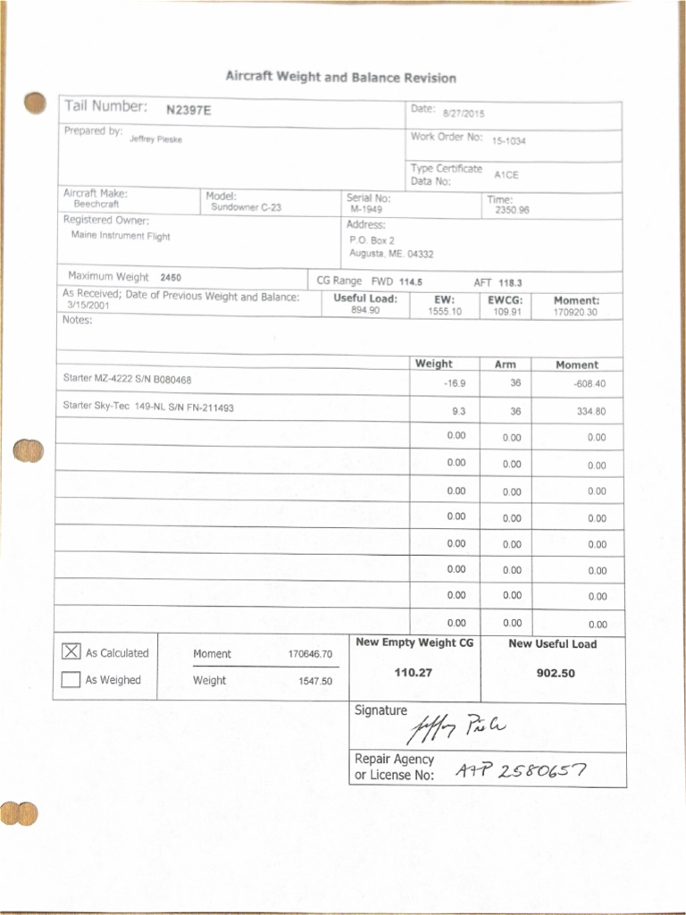 Weight and Balance | PDF