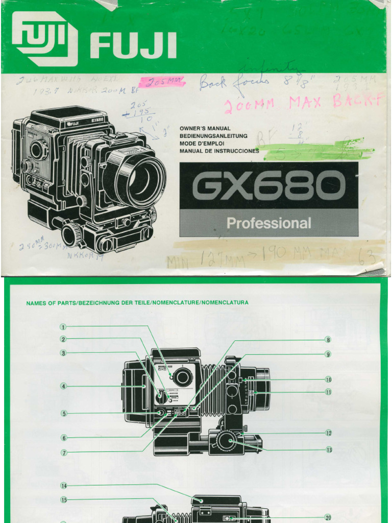 Manual de Usuario de Cámara Fuji GX-680 | PDF