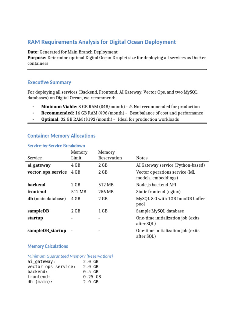 Ram Requirements Analysis | PDF | Random Access Memory | Central ...
