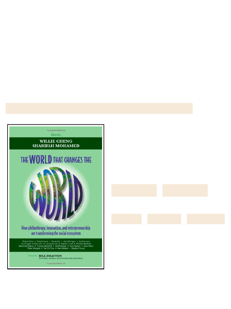 The World that Changes the World How Philanthropy Innovation and ...