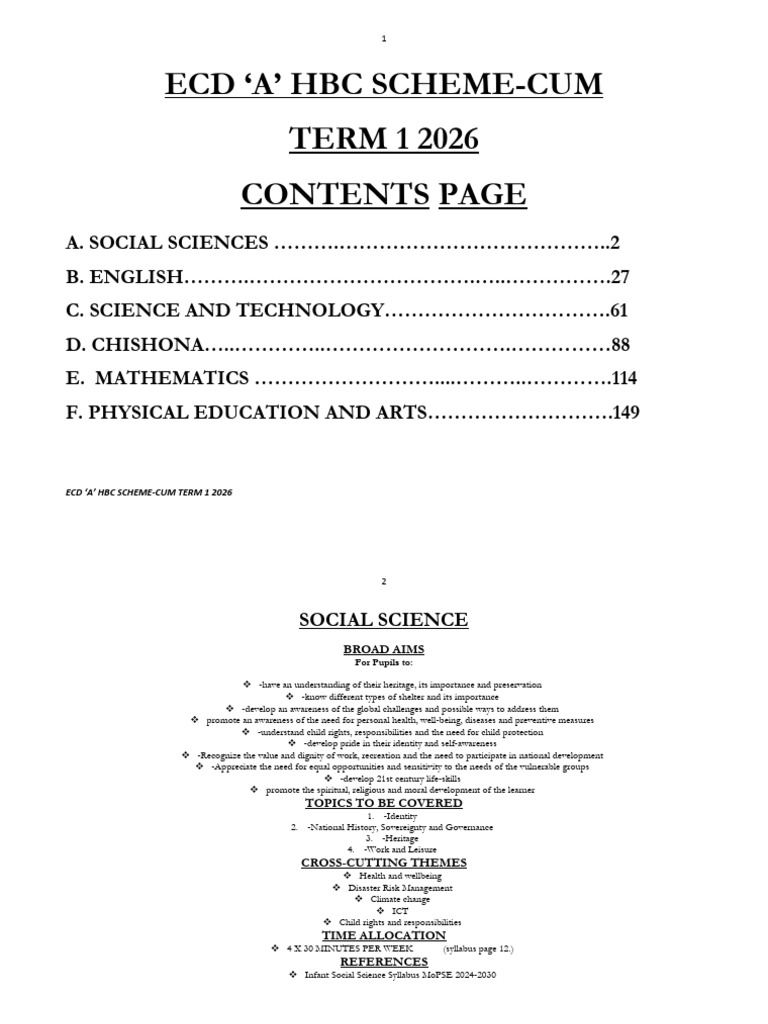 ECD A HBC Scheme Term 1 2026 Guide | PDF | Knowledge | Science