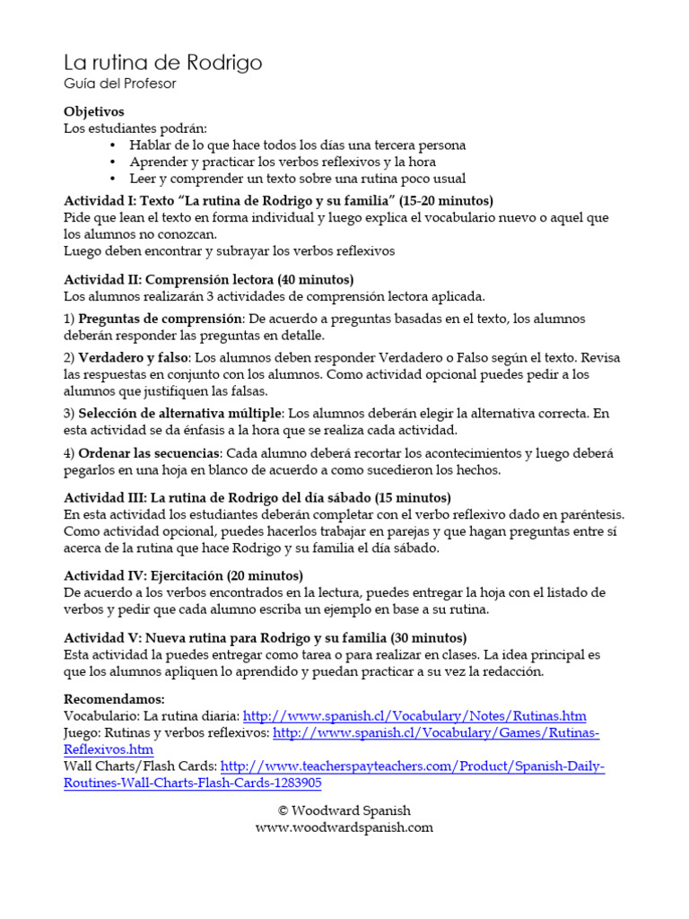 Rutina Diaria de Rodrigo y Su Familia | PDF | Comprensión lectora ...