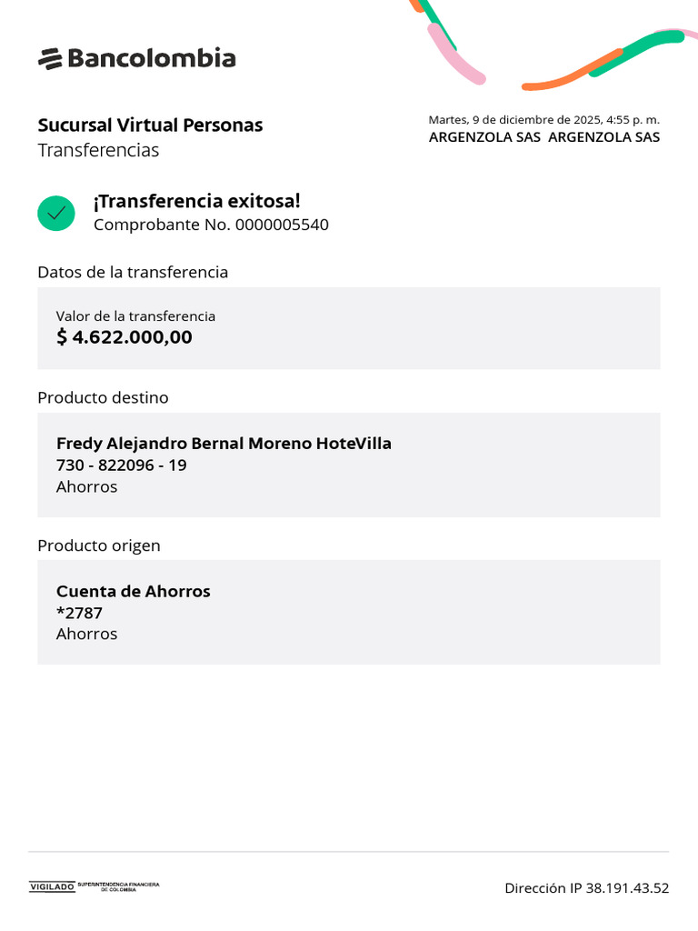 Transferencia Exitosa - Comprobante 0000005540 | PDF