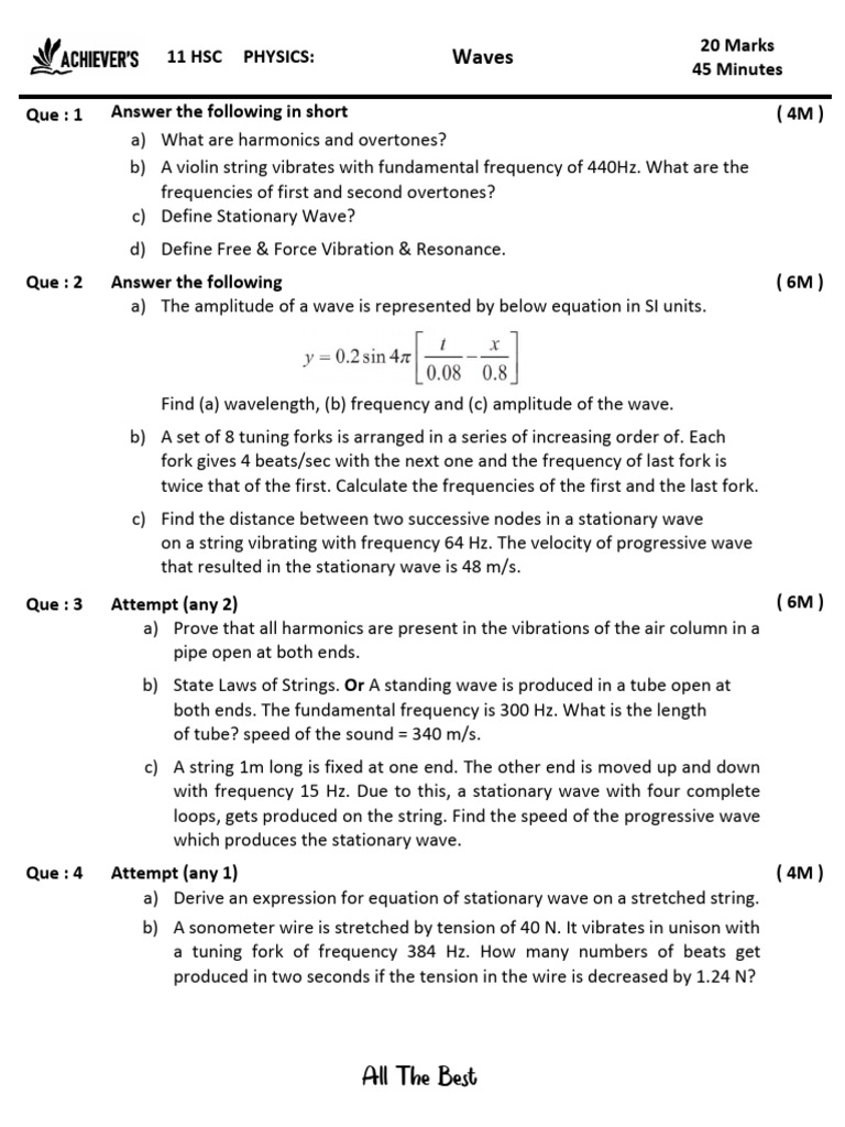 Waves 11th HSC 20 | PDF | Waves | Frequency