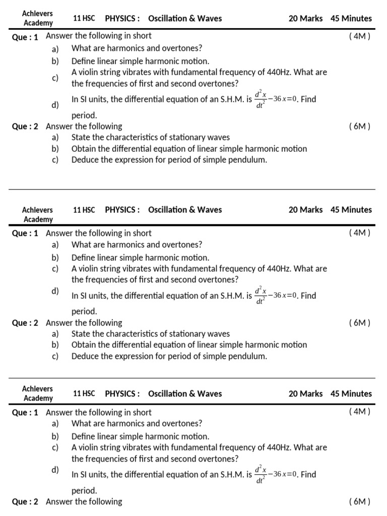 SHM-Waves | PDF | Waves | Frequency