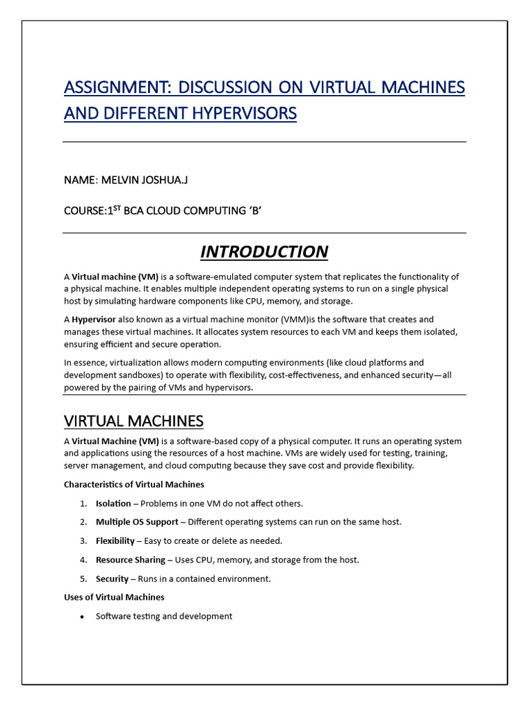 OS ASSIGNMENT | PDF | Virtual Machine | Virtualization