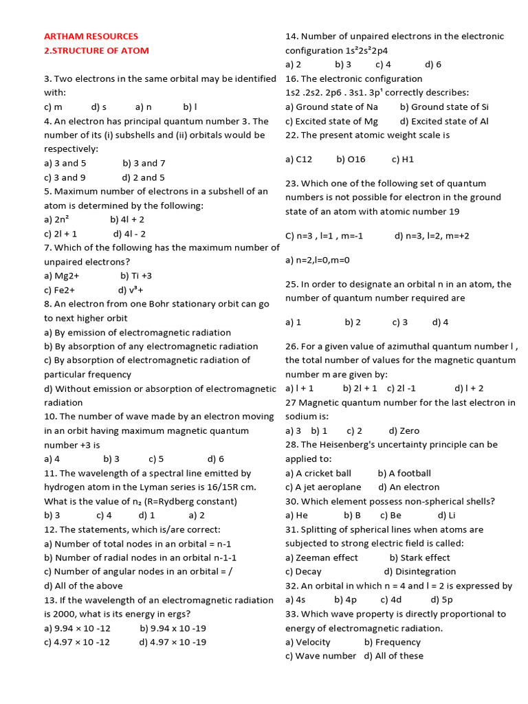 Structure of atom chemistry ltr, tgt kvs, DOC-20251231-WA0007. | PDF ...