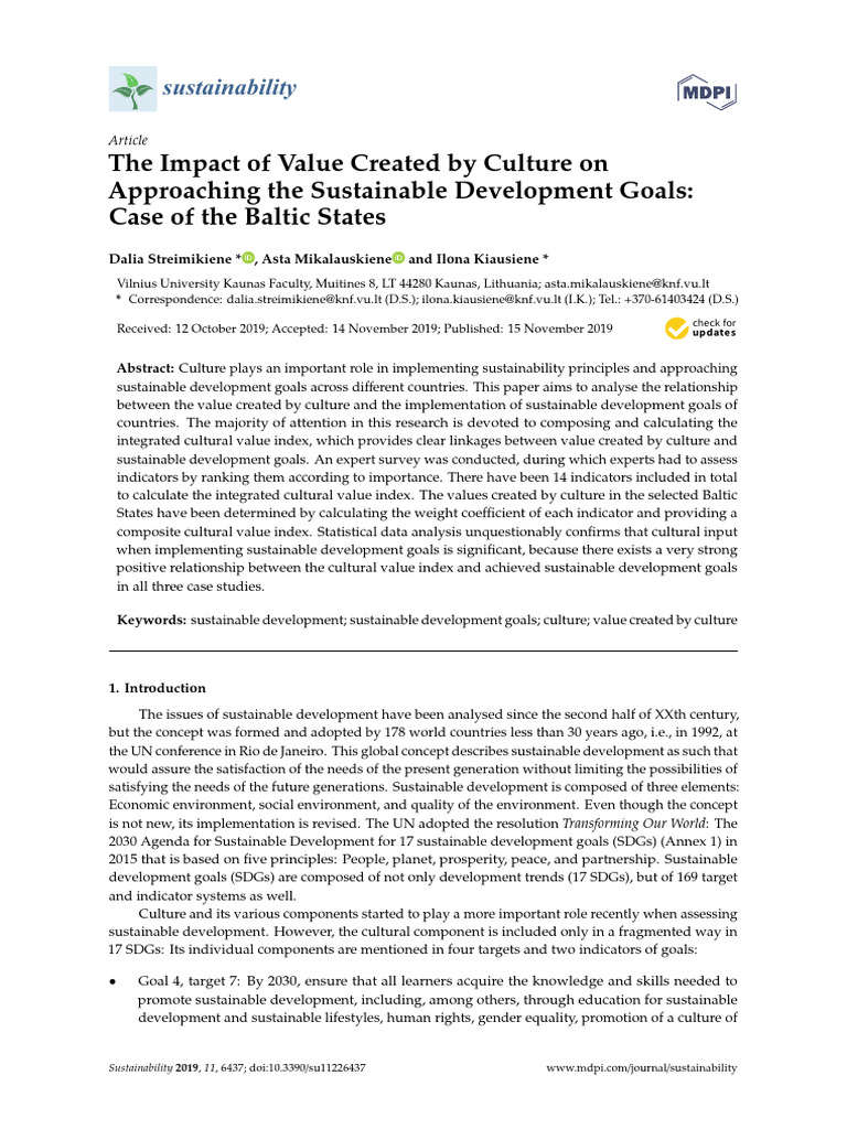 The Impact of Value Created by Culture on Approaching the Sustainable ...