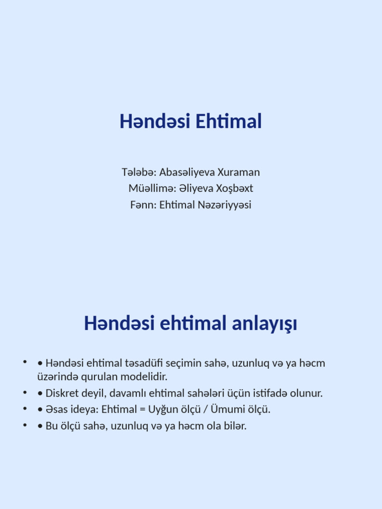 Hendesi Ehtimal Xuraman | PDF