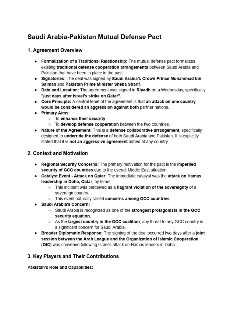 Pak-KSA Mutual Defense Agreement | PDF | Gulf Cooperation Council ...