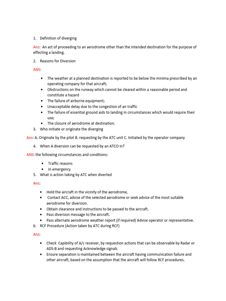 Aircraft Diversion and Emergency Procedures | PDF | Visual Flight Rules ...