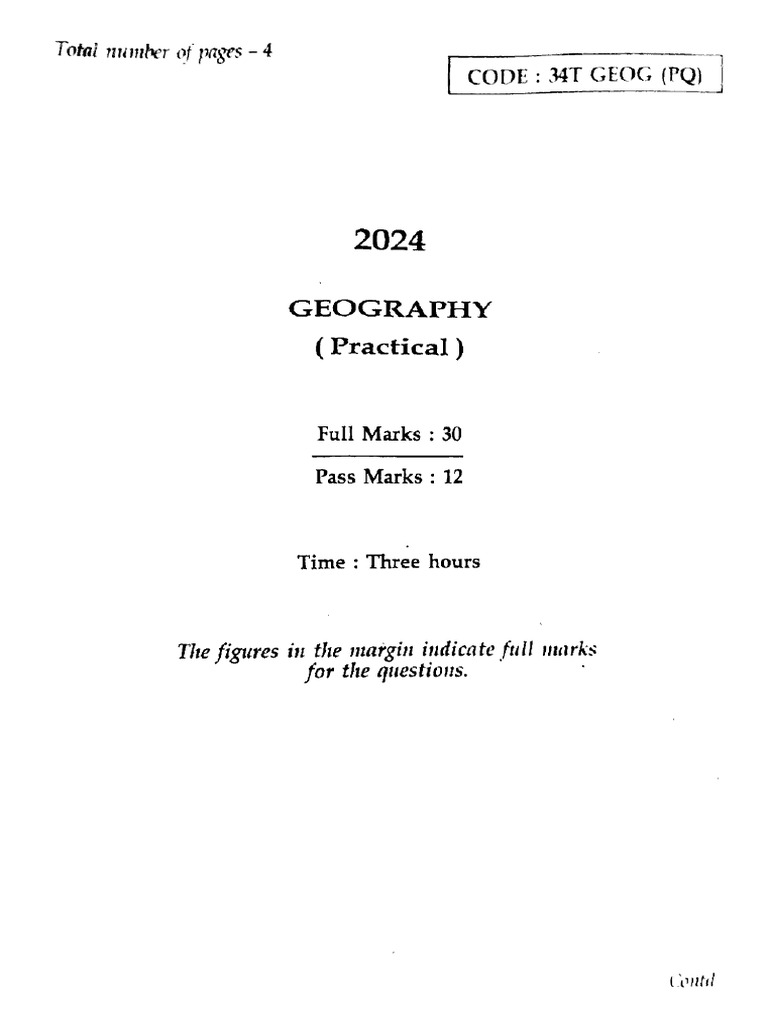 Class 12 Geography Practical 34t Geog PQ 2024 | PDF