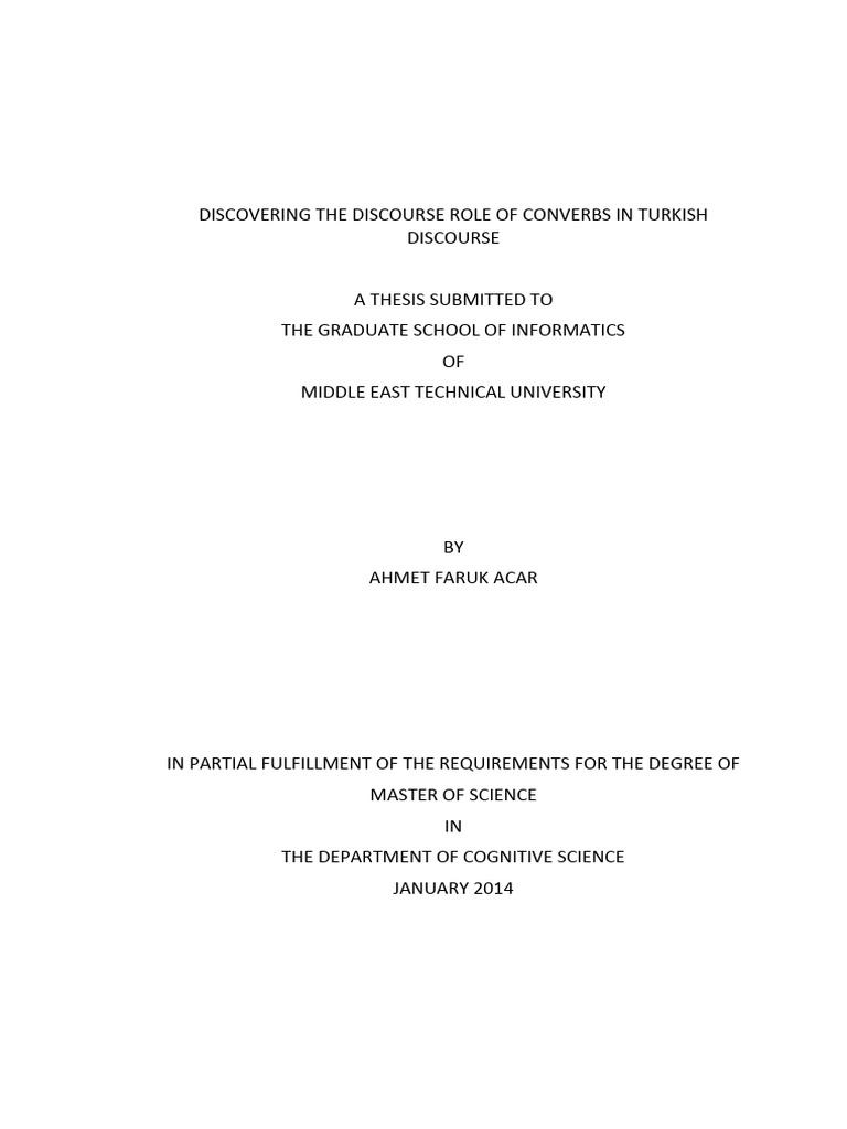 Discovering the Discourse Role of Converbs in Turkish Discourse | PDF ...