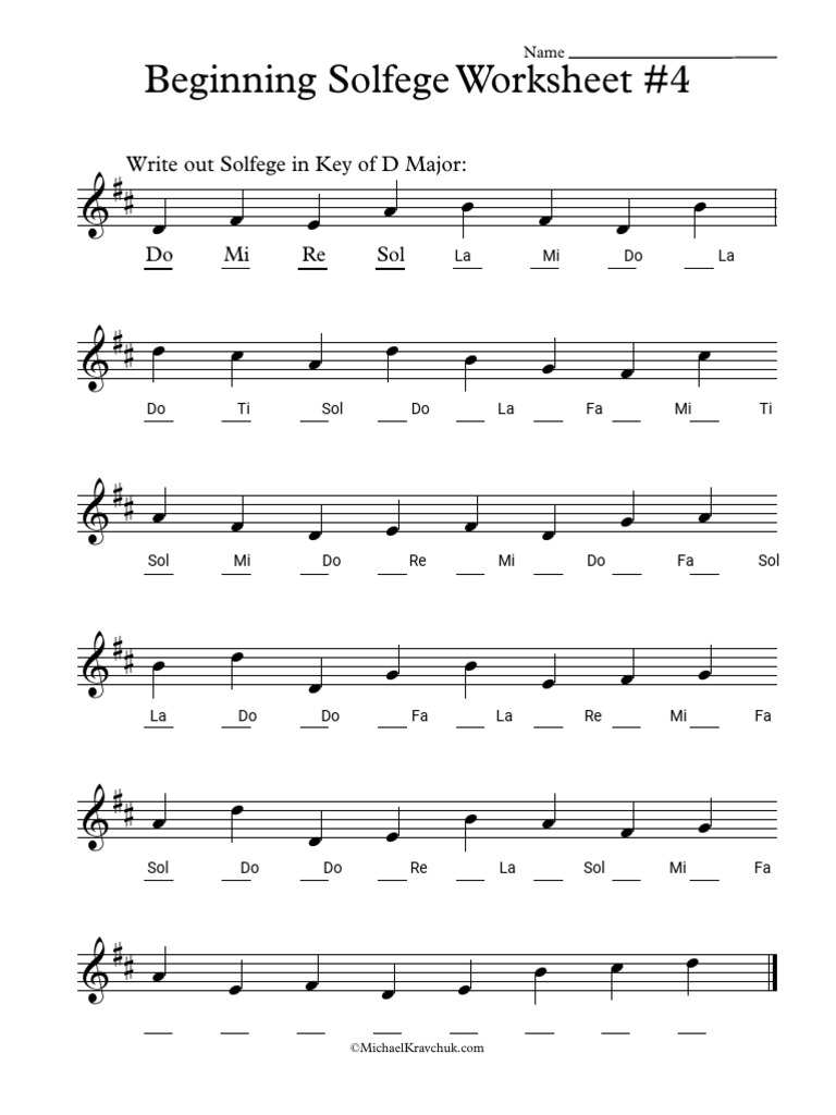Solfege Worksheet 4 Full Score | PDF