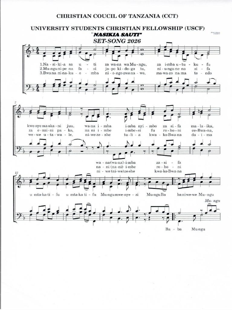 Uscf - Nasikia Sauti - Wimbo | PDF