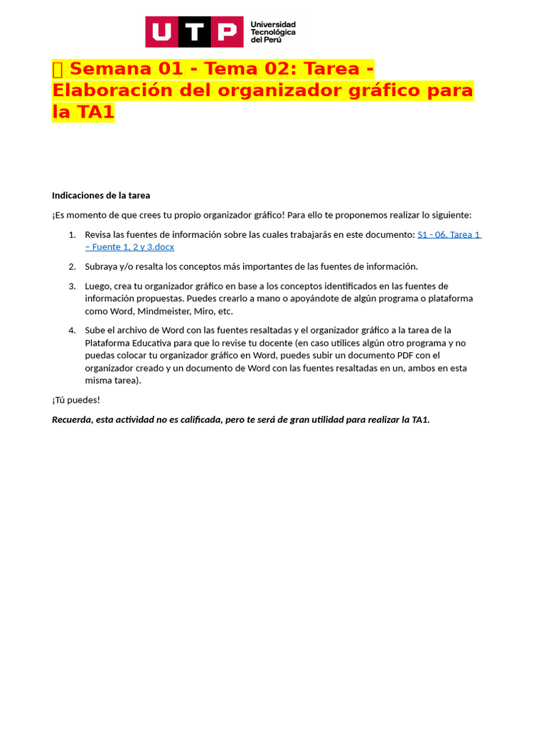 ? Semana 02 - Tema 02 Tarea - Elaboración del organizador gráfico para ...