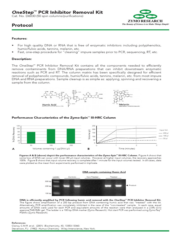 OneStep™ PCR Inhibitor Removal Kit | PDF | Polymerase Chain Reaction ...