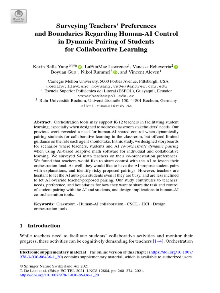 Surveying Teachers Preferences and Boundaries Regarding Human-AI (1 ...