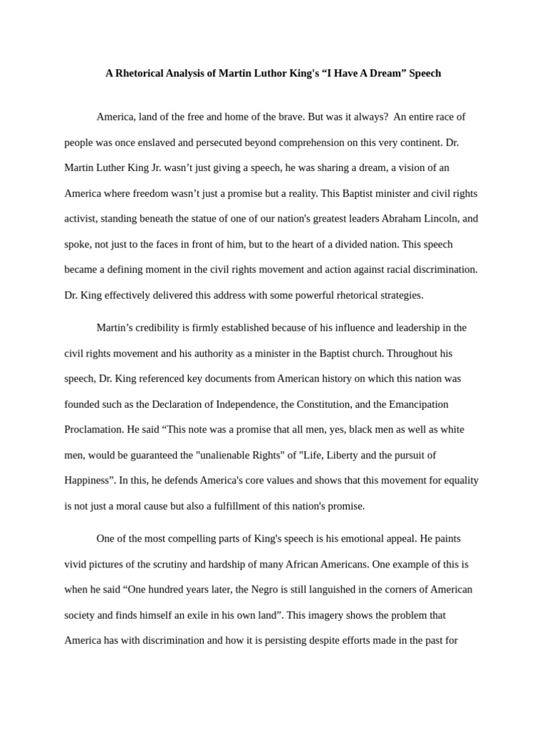 A Rhetorical Analysis of Martin Luthor King's “I Have A Dream” Speech ...