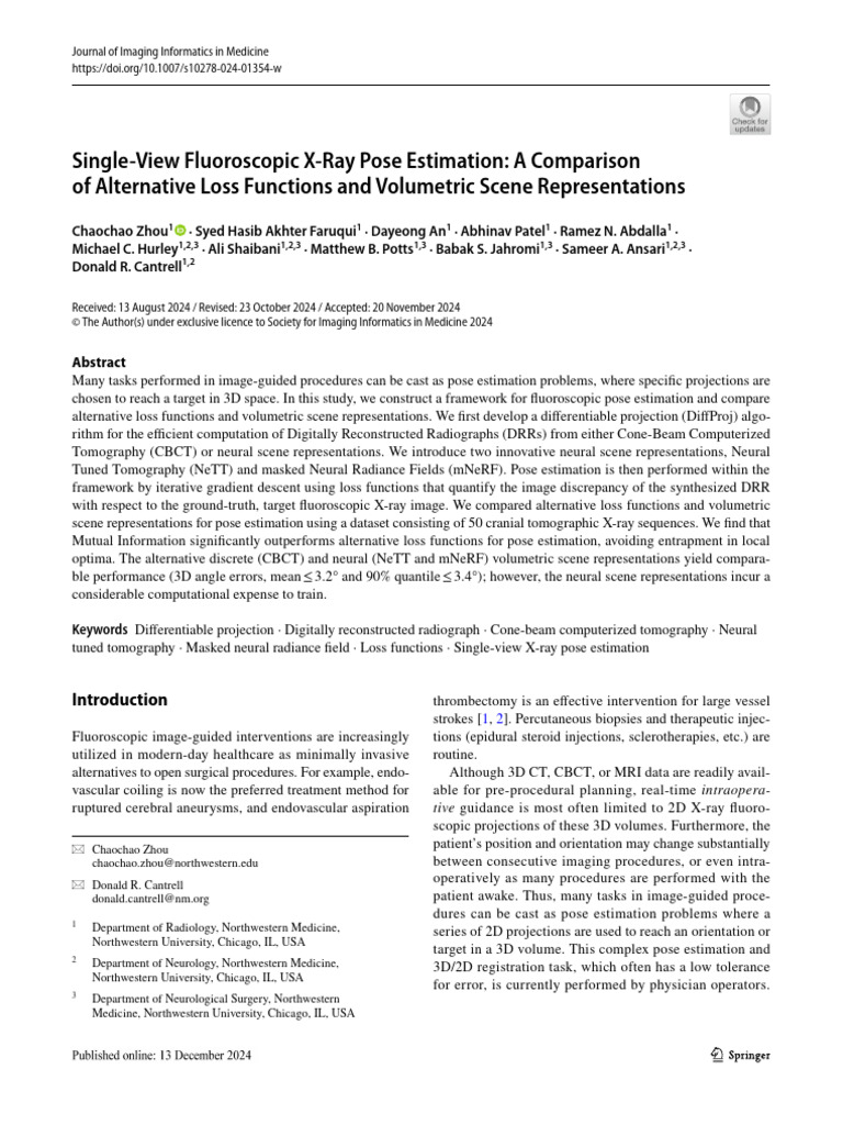 Single View Fluoroscopic X Ray Pose Esti | PDF