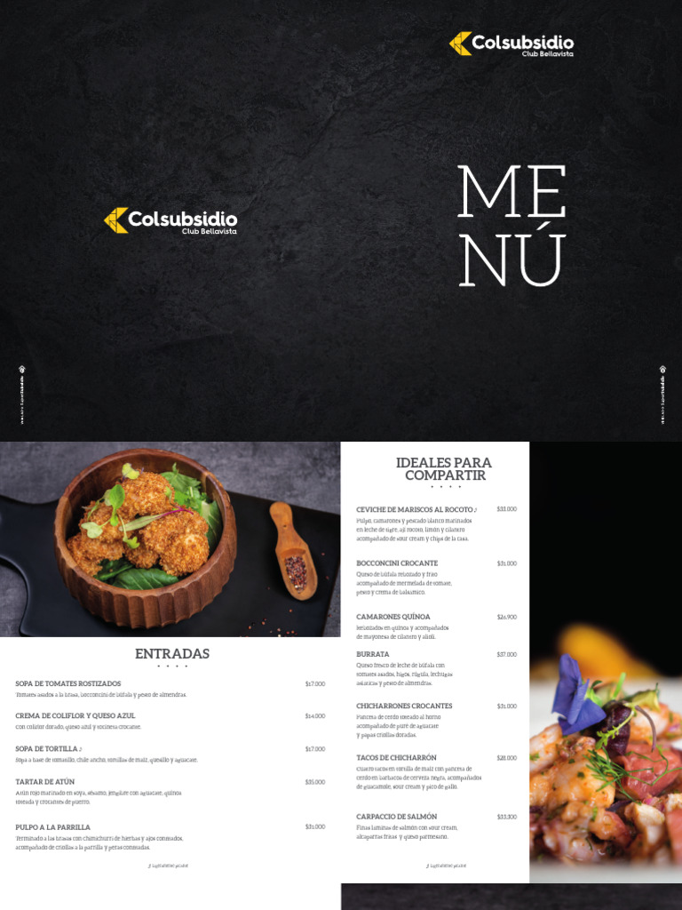 Menú Gourmet: Entradas y Platos Fuertes | PDF | Mariscos | ensalada