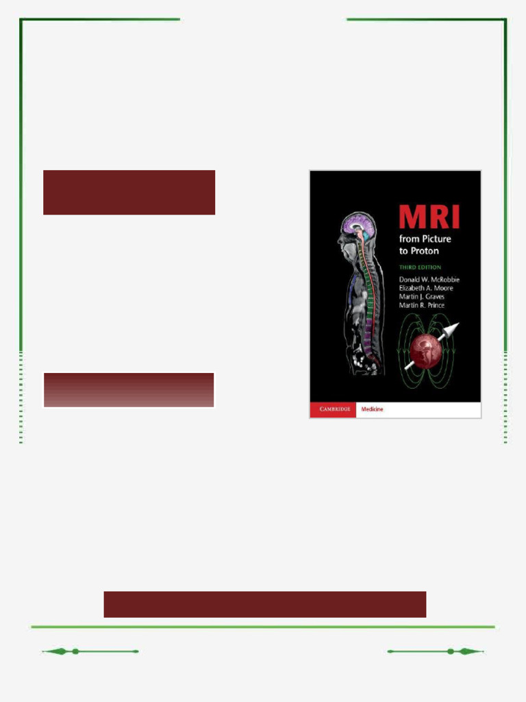 MRI from Picture to Proton 3rd Edition Donald W. Mcrobbie eBook deluxe ...