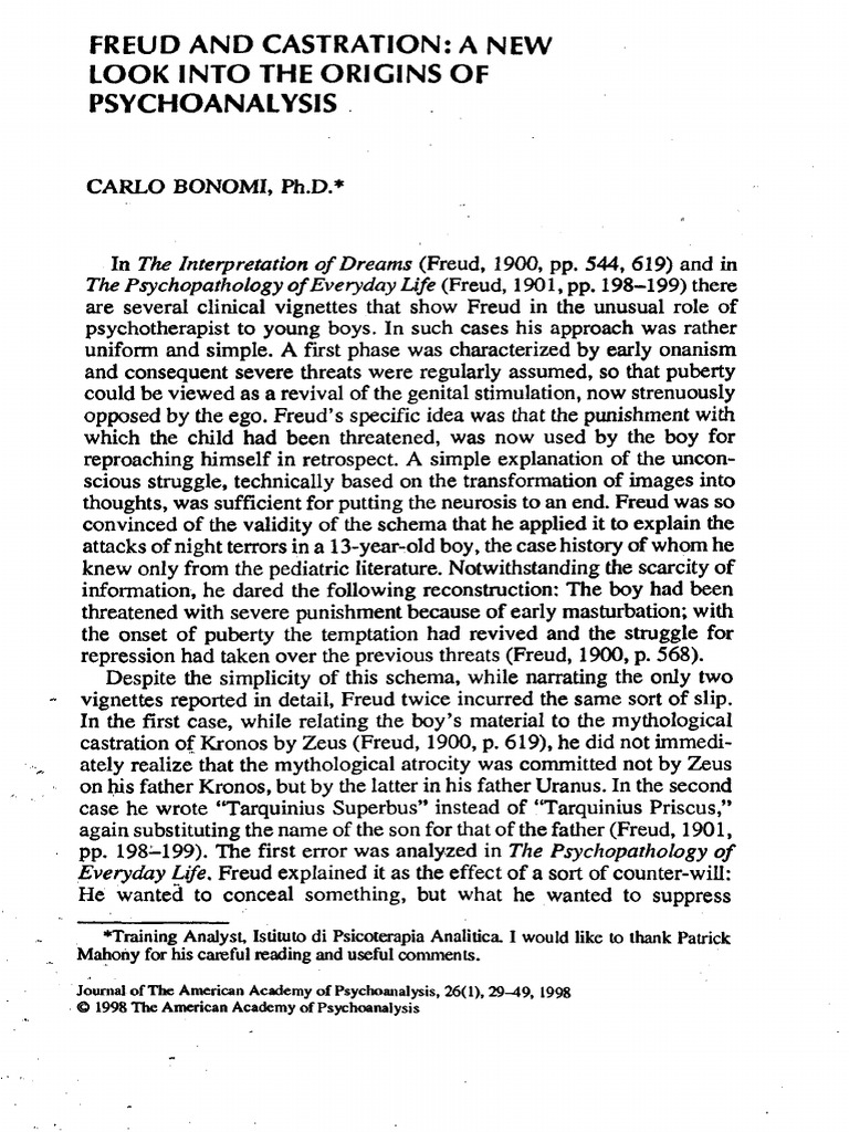 Freud and Castration a New Look Into the (1) | PDF | Hysteria | Sigmund ...