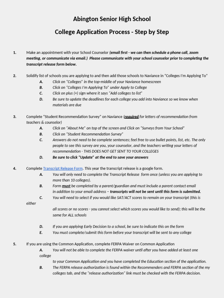 Step by Step College Process 2025-2026 | PDF | Sat