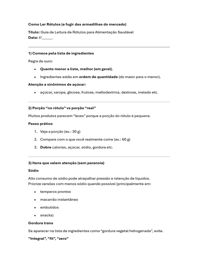 Como Ler Rótulos | PDF