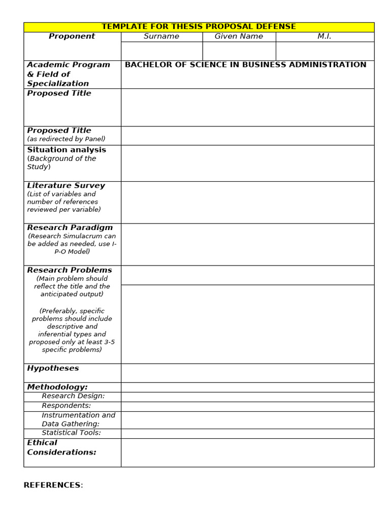 Thesis Proposal Template for Business Education | PDF | Linear ...
