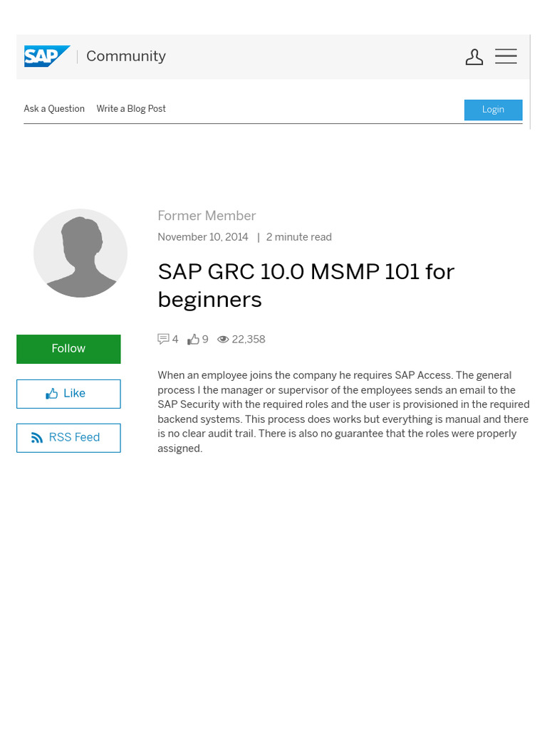 SAP GRC 10.0 MSMP 101 for Beginners | SAP Blogs | PDF | Computing