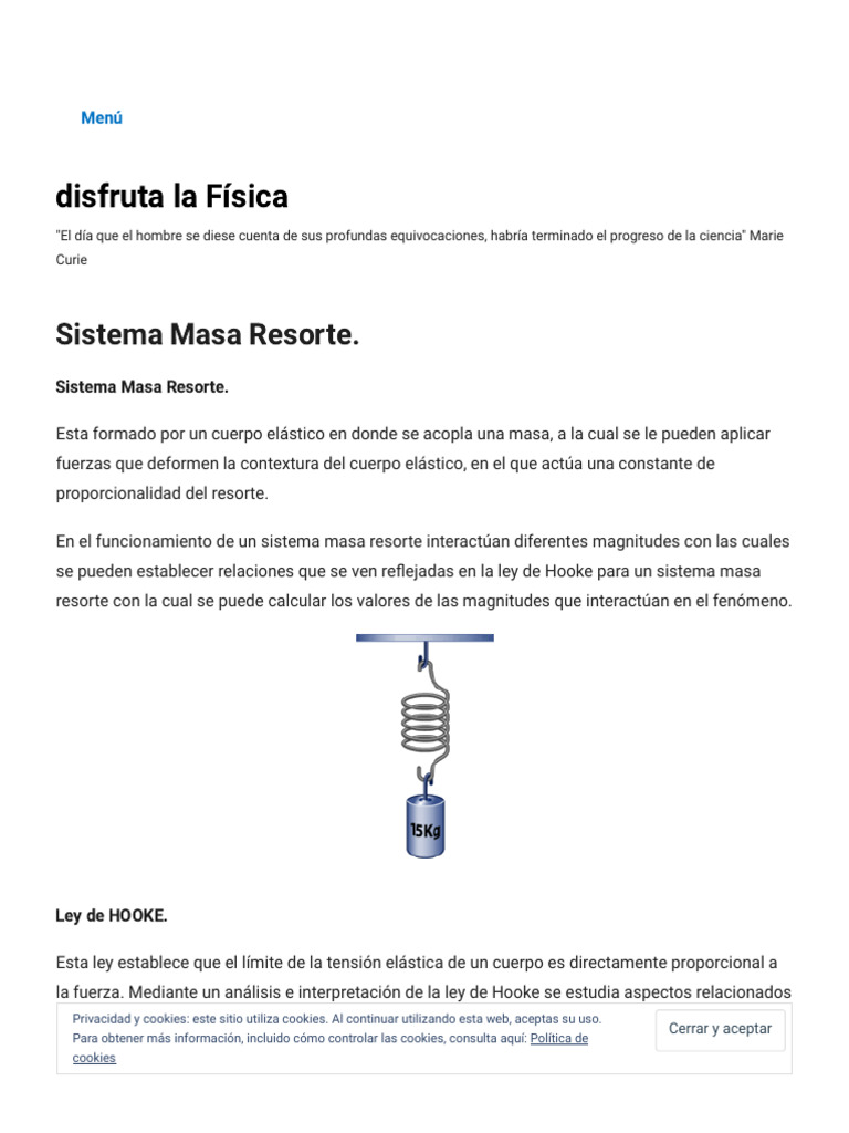 Sistema Masa Resorte. _ Disfruta La Física | PDF
