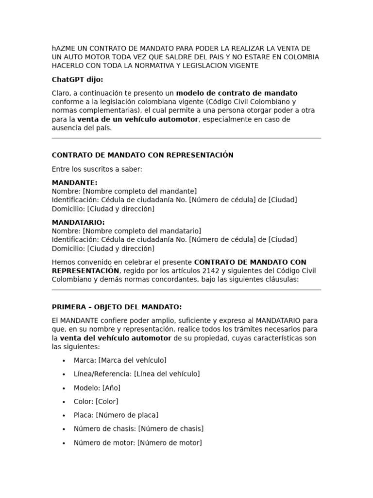 Molde Mandato y Poder | PDF