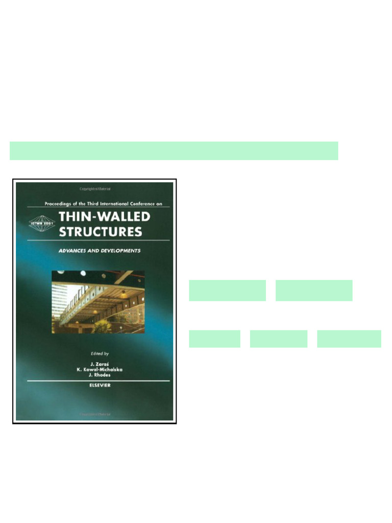 (Ebook) Thin-Walled Structures - Advances and Developments by J. Zaras ...