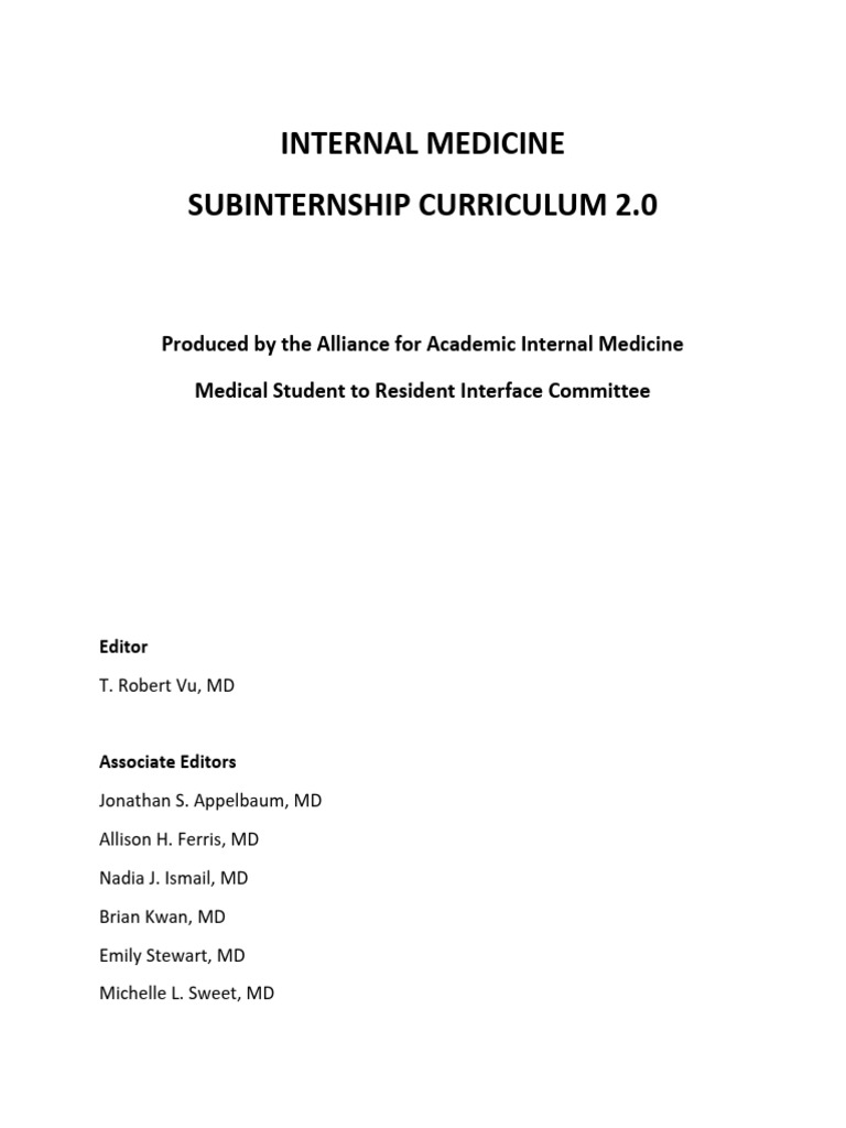 Internal Medicine Subinternship Guide | PDF | Medical Diagnosis ...