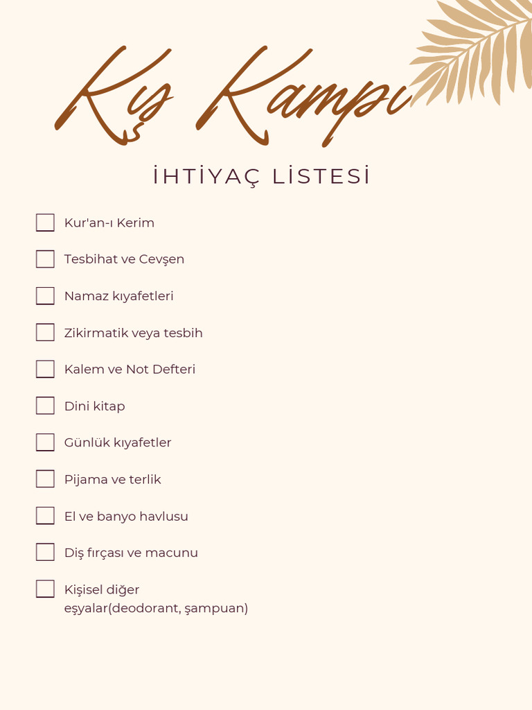 Kış Kampı İhtiyaç Listesi | PDF