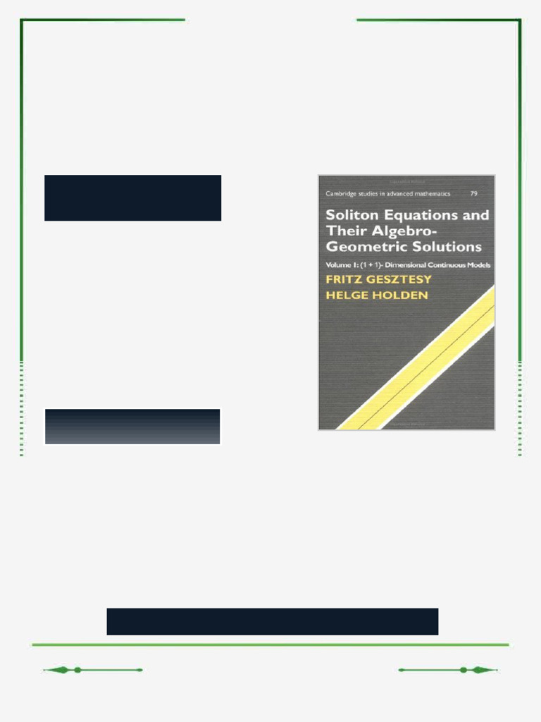 Soliton Equations and their Algebro Geometric Solutions Volume 1 Fritz ...