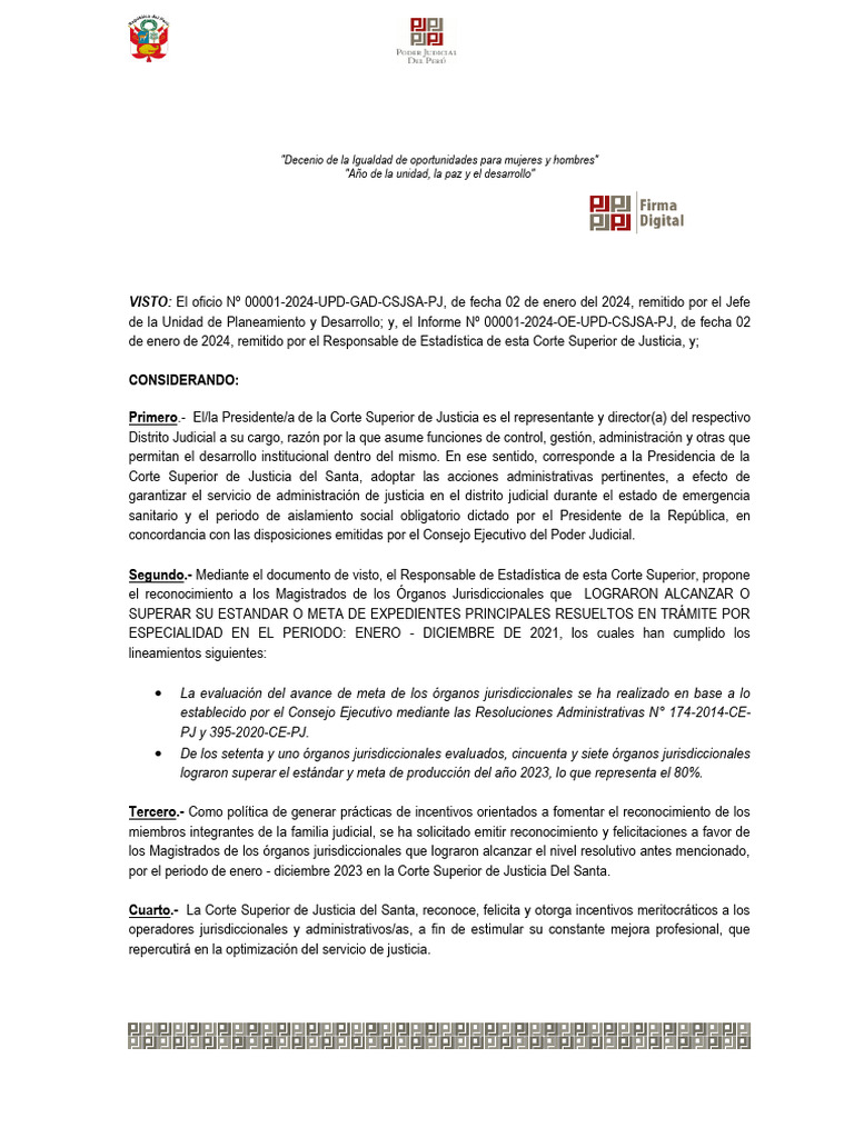 Rs 01 - Reconocer y Felicitar a Magistrados y Servidores Por Produccion ...