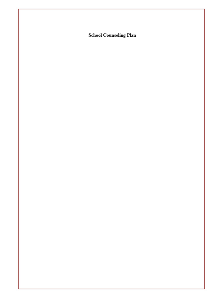 Comprehensive K-8 School Counseling Plan | PDF | School Counselor ...