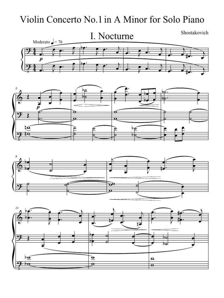 Shostakovich Violin Concerto for Solo Piano WIP | PDF | Violin ...